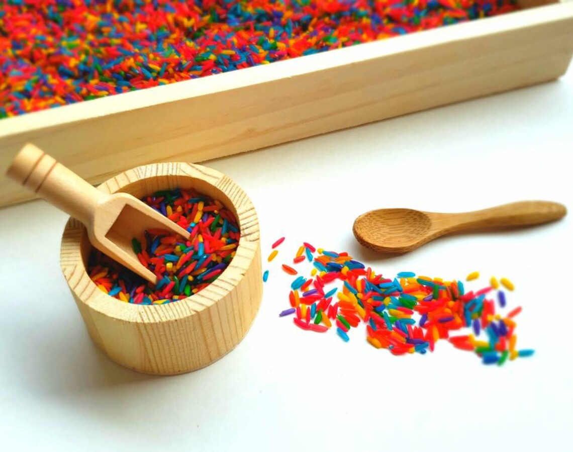 Rainbow Rice Colored Rice Sensory Rice Sensory Bin | Etsy