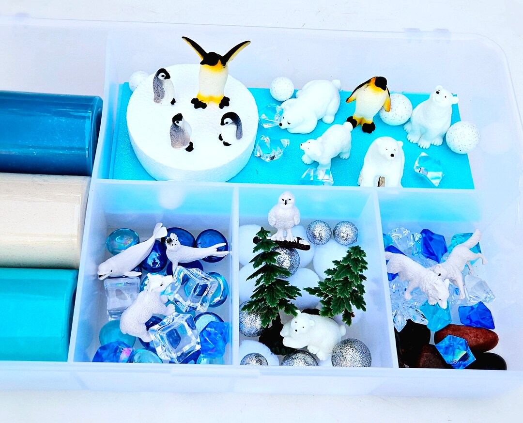 Winter Sensory Kit, Penguin Sensory Bin, Playdough Kit, Sensory Kit ...