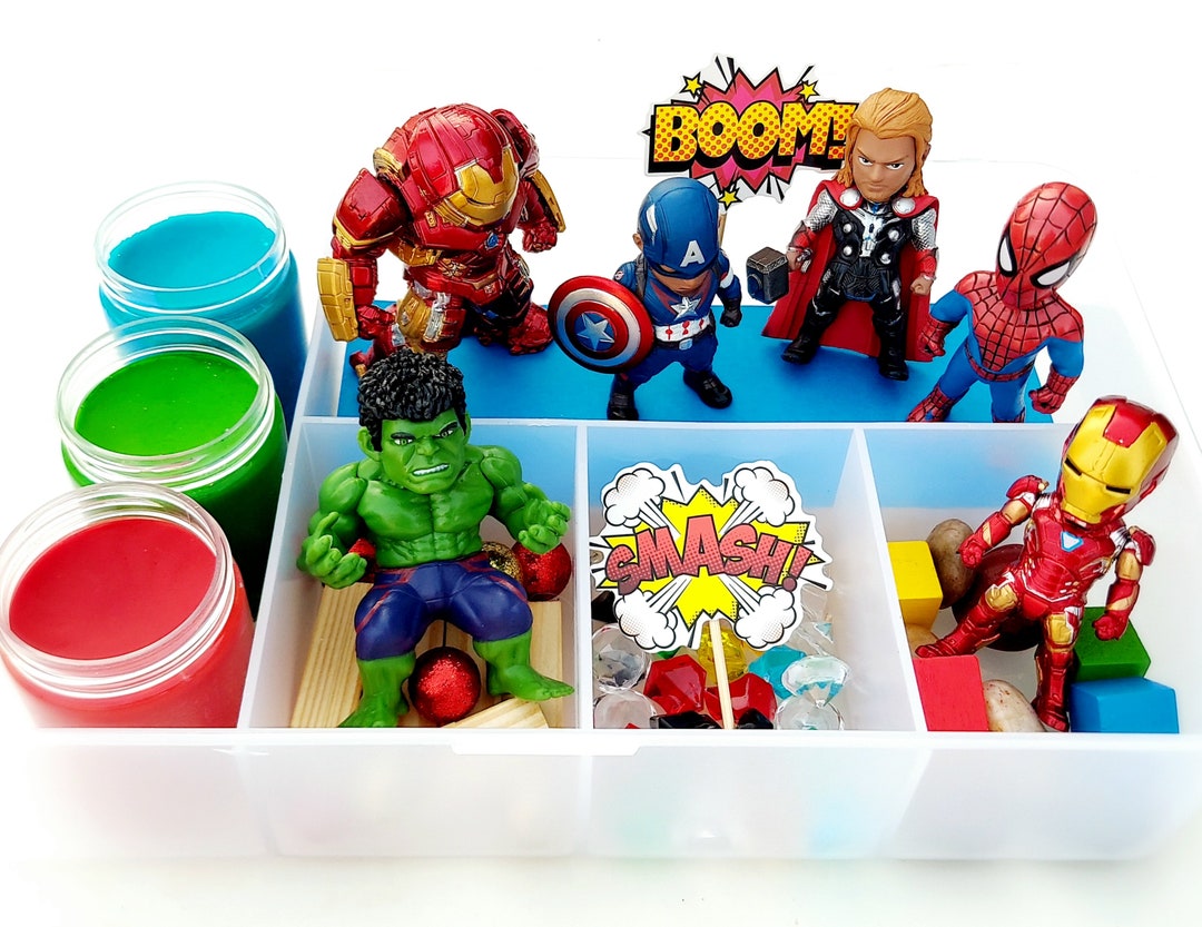 Superhero Play Dough Kit, Sensory Kit, Play Dough Kit, Sensory Bin ...