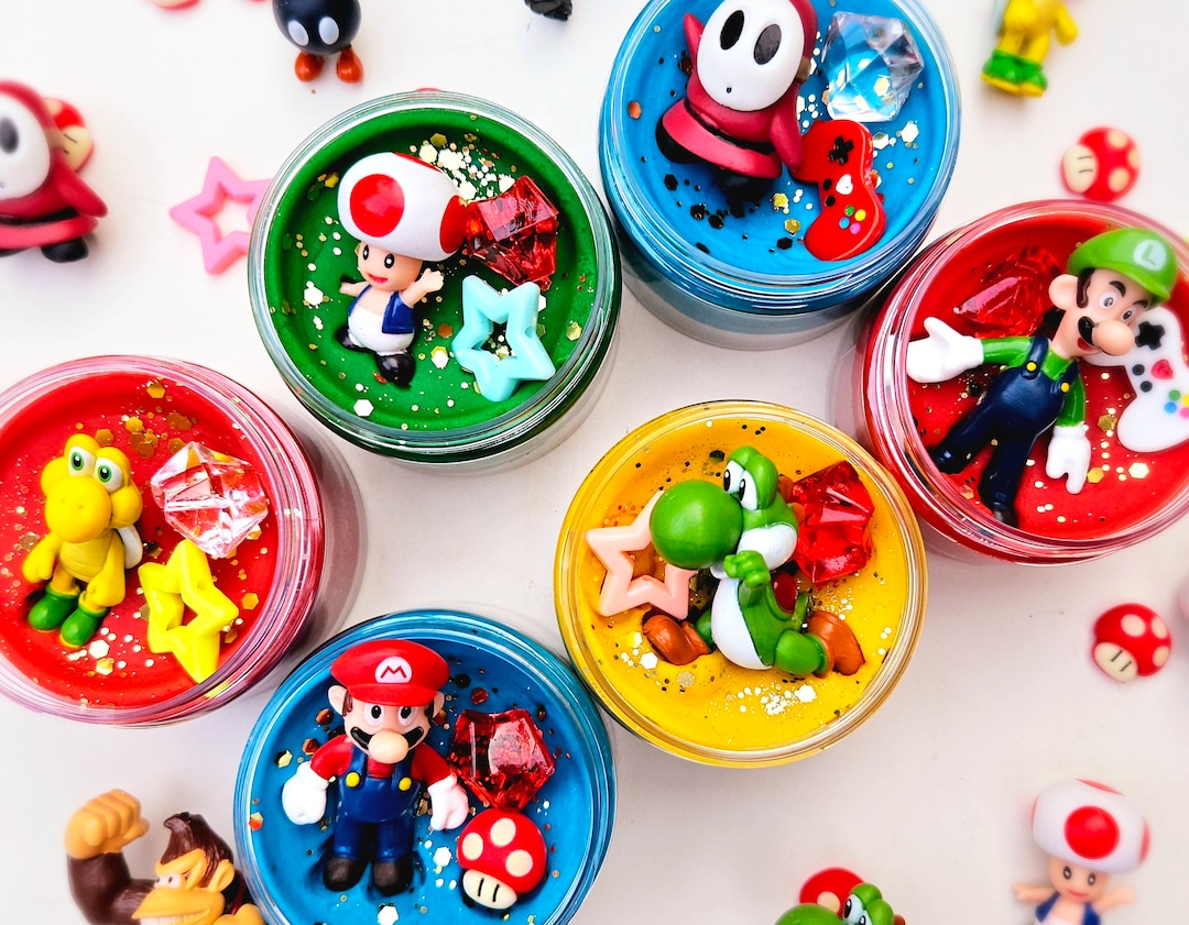 Mario Party Favors, Playdough Jars, Playdough Kit, Super Mario Theme ...