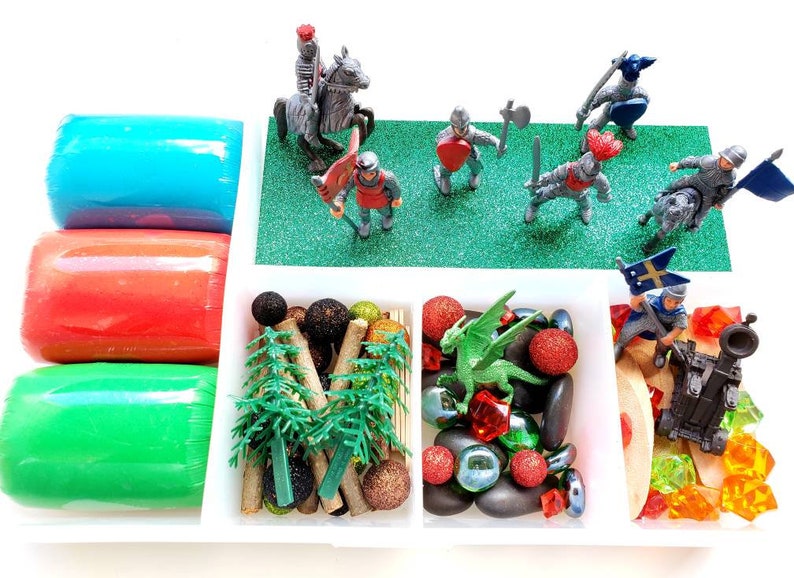 Knights and Dragon Playdough Kit Playdough Sensory Kit Play - Etsy