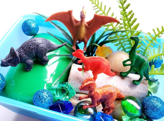 Travel toy Gift for kid Dinosaur playdough kit Dinosaur sensory box ...