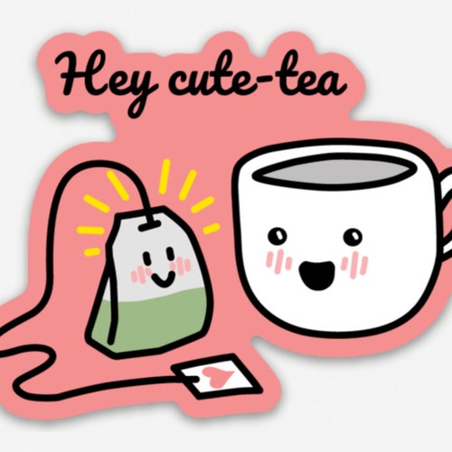 Punny Cute Hey Cute-tea Asian Sticker Vinyl Sticker Die - Etsy
