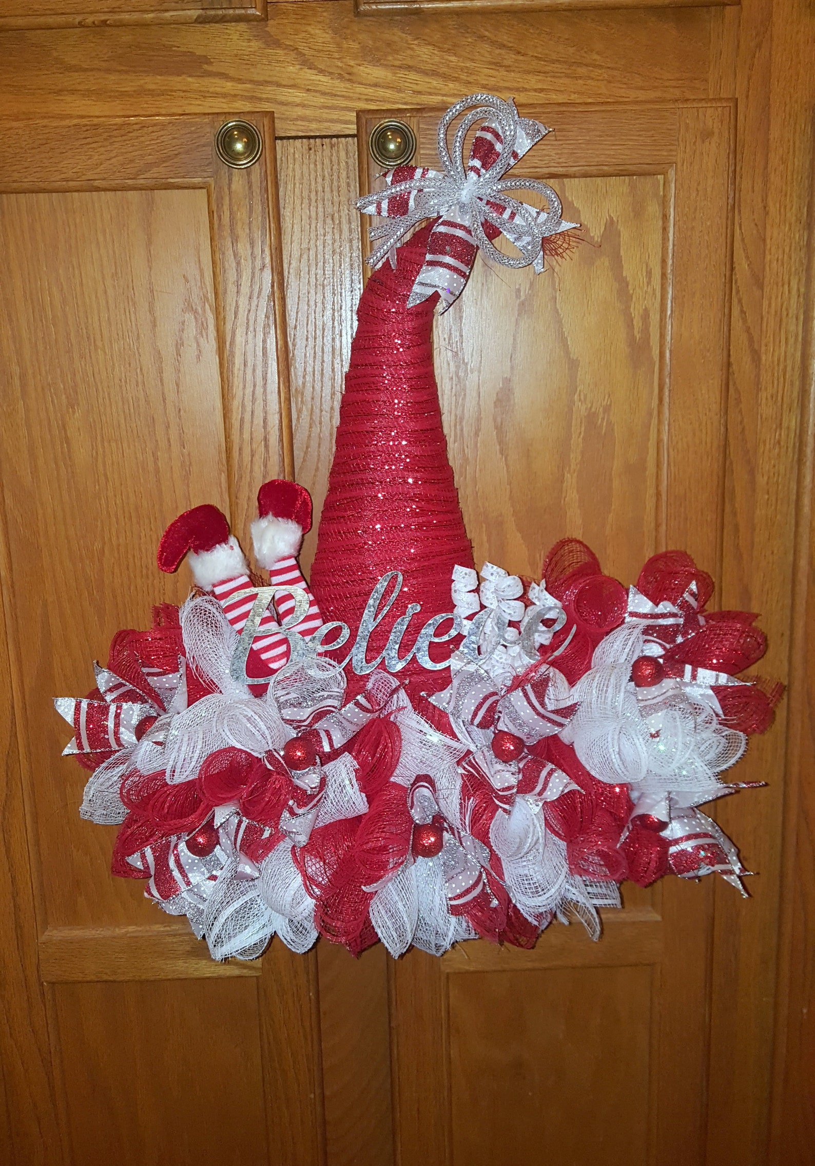 Santa Hat Candy Cane Stripe Diving Elf Feet Believe Christmas | Etsy