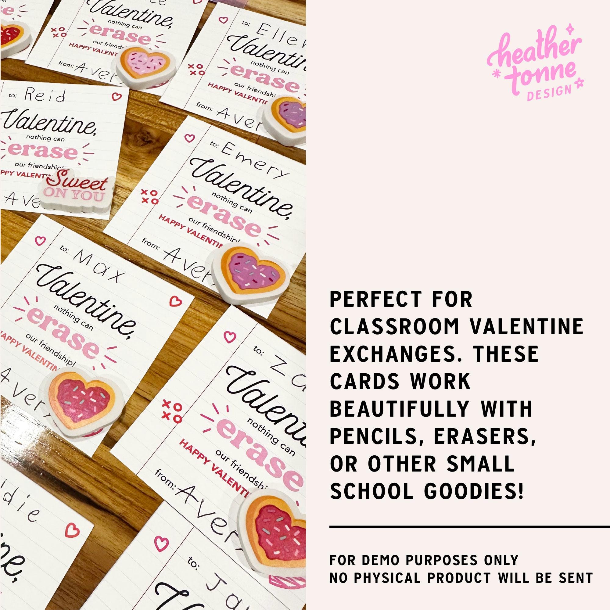 Eraser Valentines Day Gift Tag, Non Candy Printable Valentine Gift ...