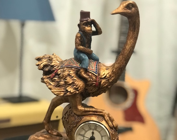 Monkey Riding Ostrich Clock - Etsy