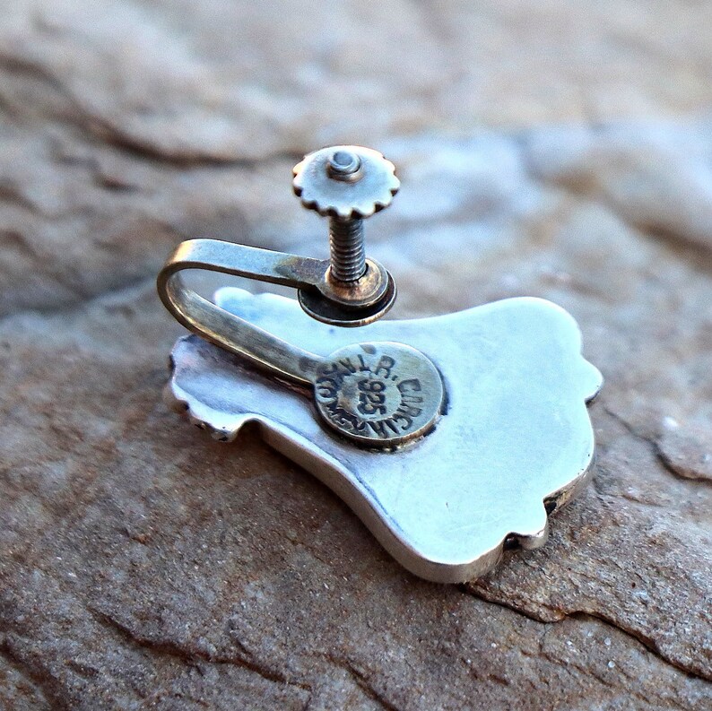 Vintage Taxco Mexico Silver Abalone Inlay Earrings | Vintage Scew-back ...