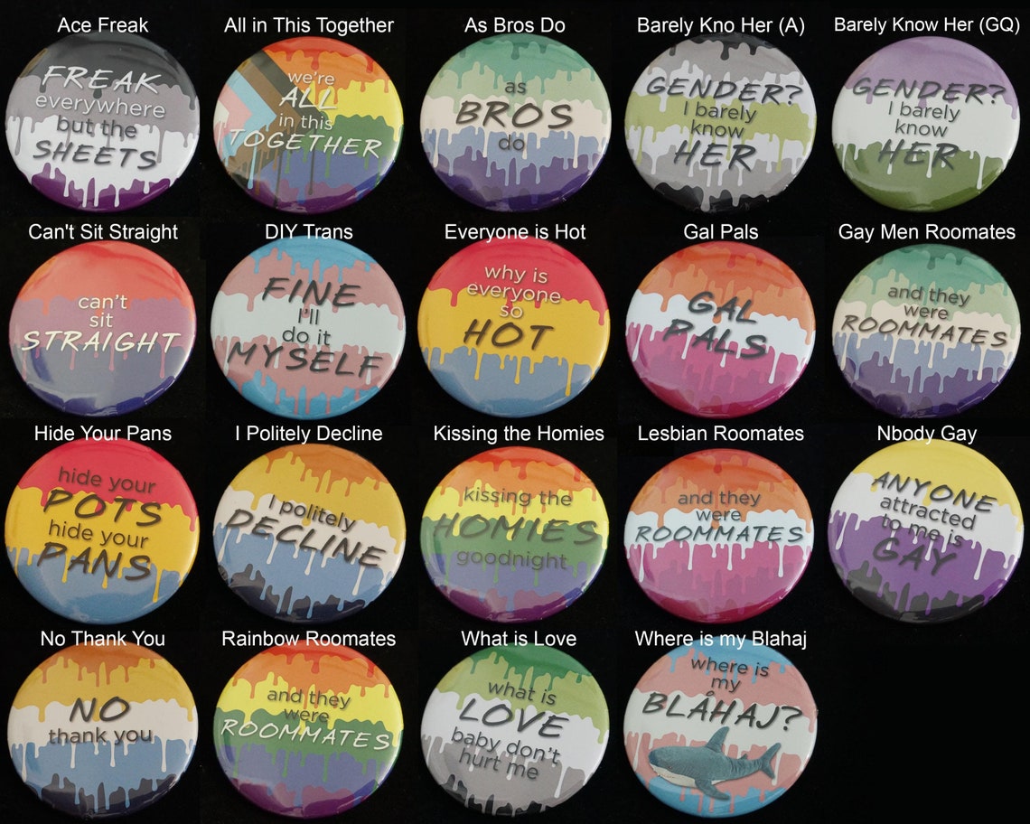 Pride Buttons (with Text) - Etsy