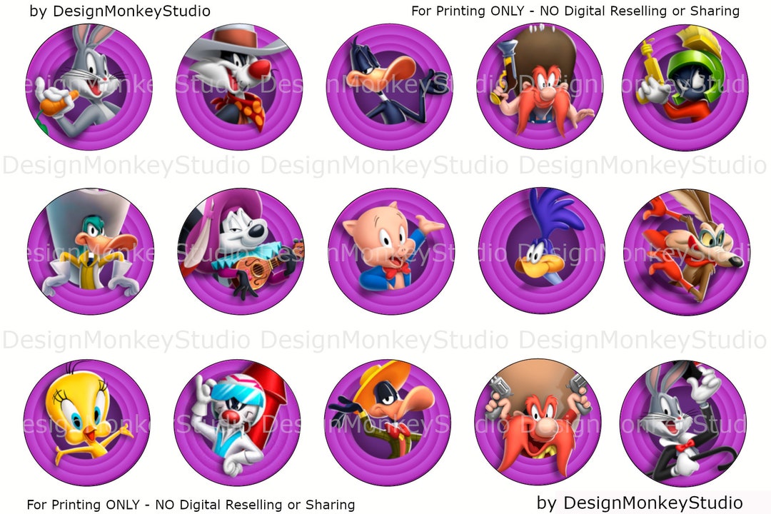 Loony Toons1- INSTANT DOWNLOAD 1" Bottle Cap Images 4x6 - Etsy