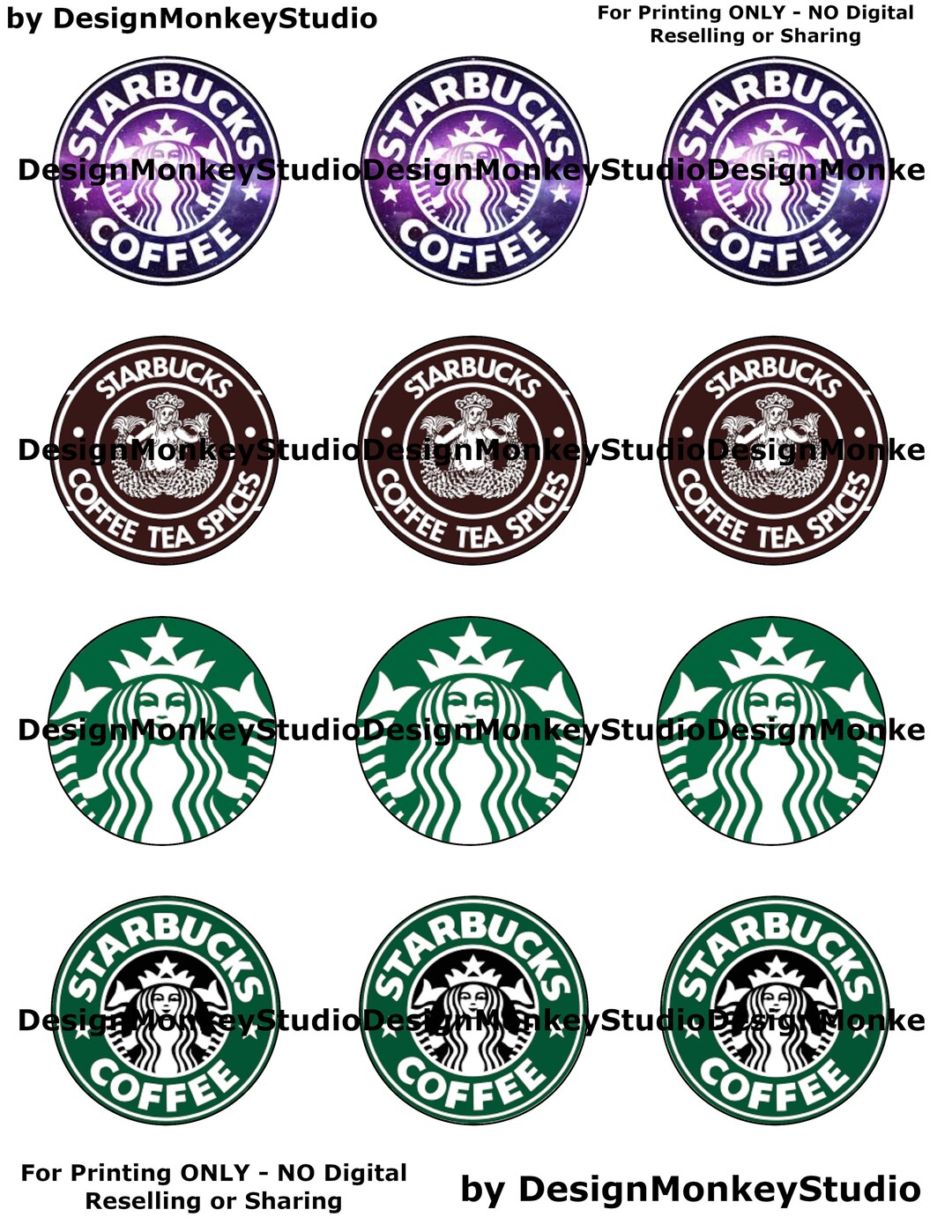 Starbucks Coffee- INSTANT DOWNLOAD 2 Inchcircle Images on 8.5 X 11 - Etsy