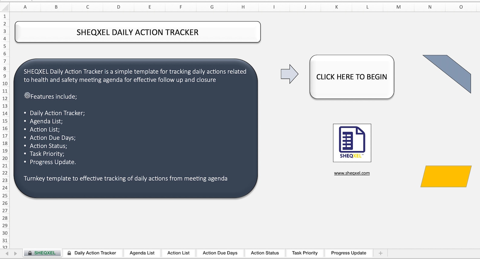 Daily Action Tracker | Health and Safety Template | Excel Template - Etsy