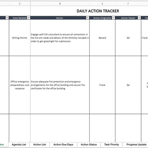 Daily Action Tracker | Health and Safety Template | Excel Template - Etsy