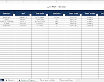 Lifting Gear Register Health and Safety Template Excel | Etsy UK