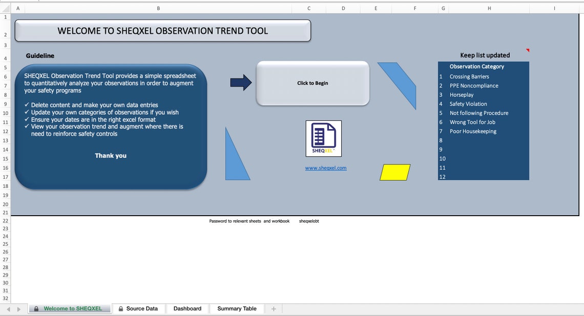 HSE Observation Trend Tool | Health and Safety Dashboard | Excel ...
