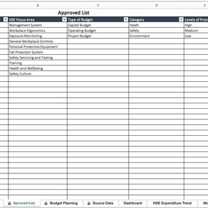 HSE Budgeting Tool | Health and Safety Dashboard | Excel Template - Etsy
