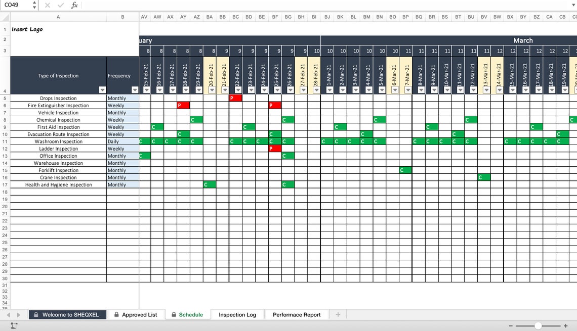 Workplace Inspection Schedule Health and Safety Template | Etsy