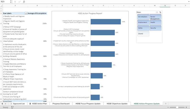 HSSE Action Plan Template: Health, Safety & Environment (excel Template ...