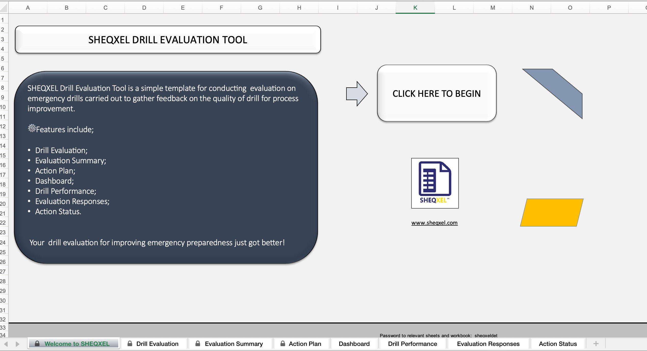 Emergency Drill Evaluation Tool: Health & Safety Dashboard (excel ...