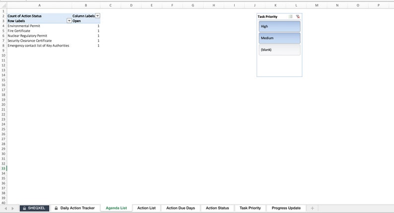 Daily Action Tracker | Health and Safety Template | Excel Template ...