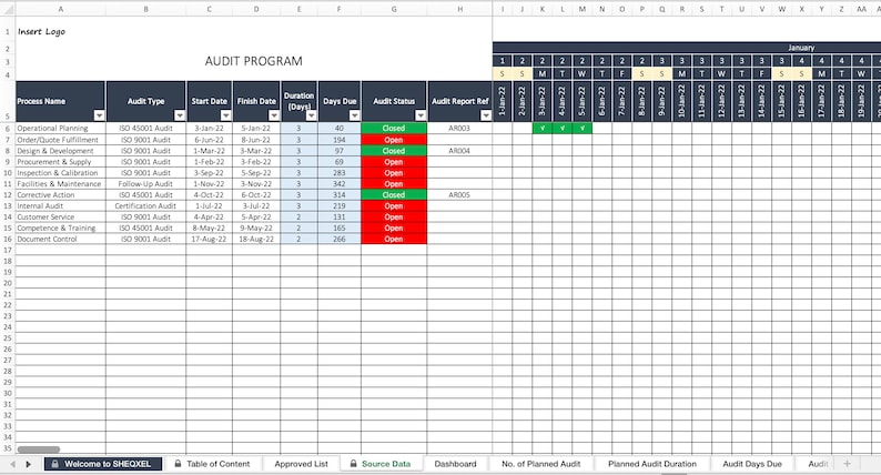 Audit Program | Health and Safety Dashboard | Excel Template - Etsy