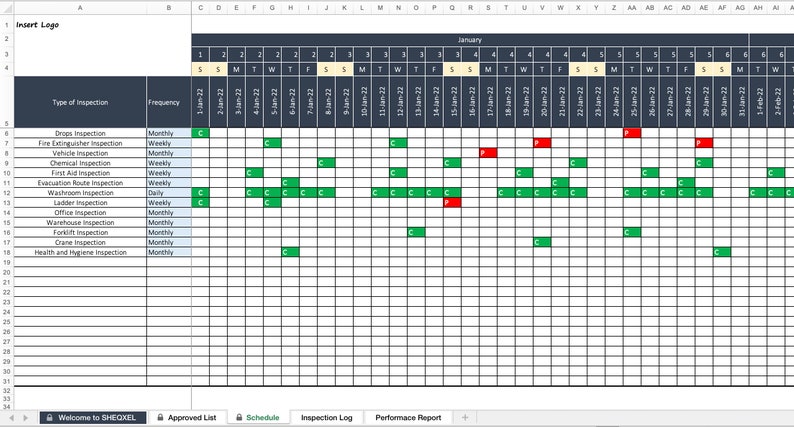 Workplace Inspection Schedule | Health and Safety Template | Excel ... Workplace Inspection Schedule | Health and Safety Template | Excel ...