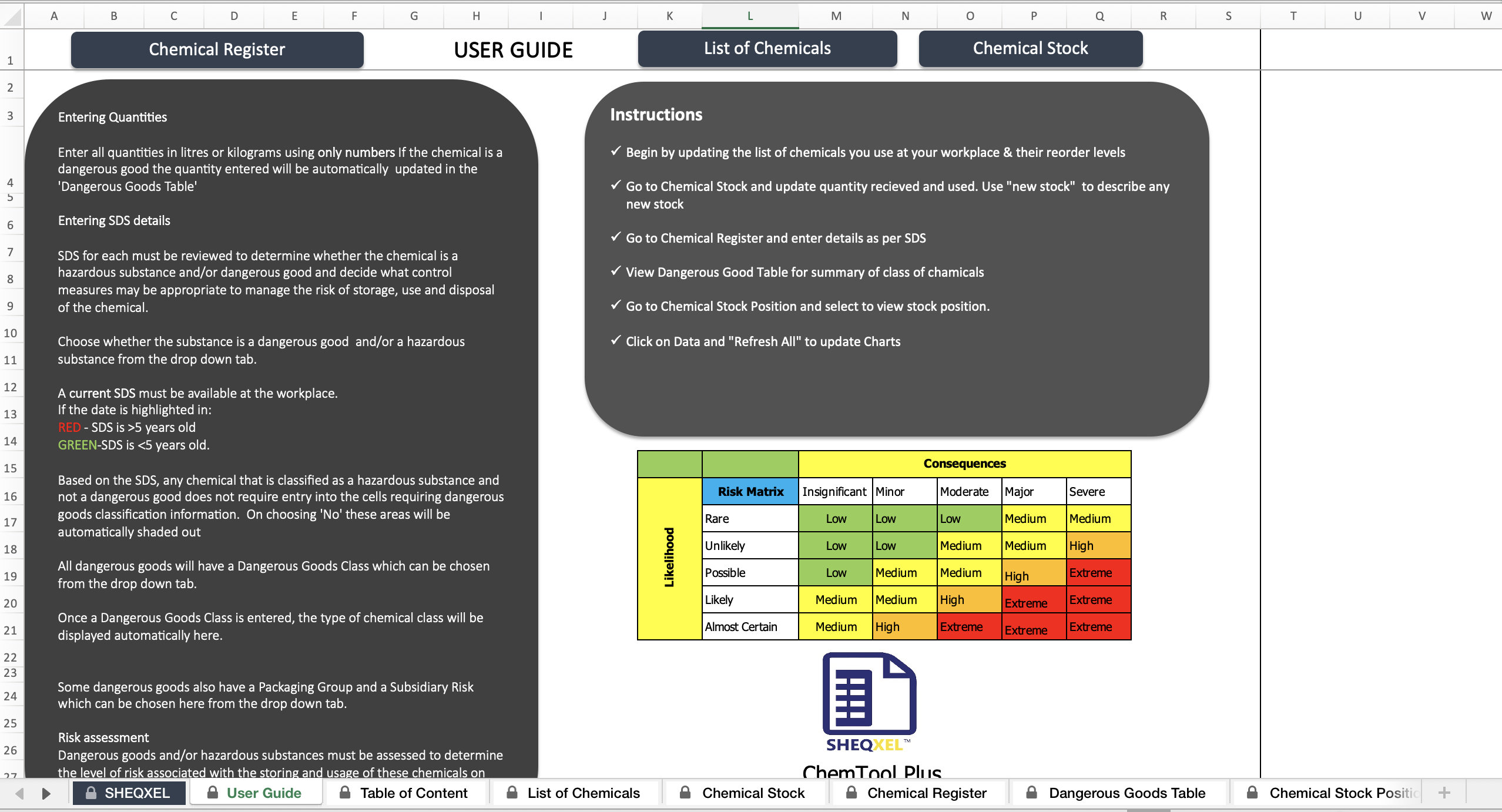 Chemical Register Excel Template: Stock Monitoring & Safety - Etsy
