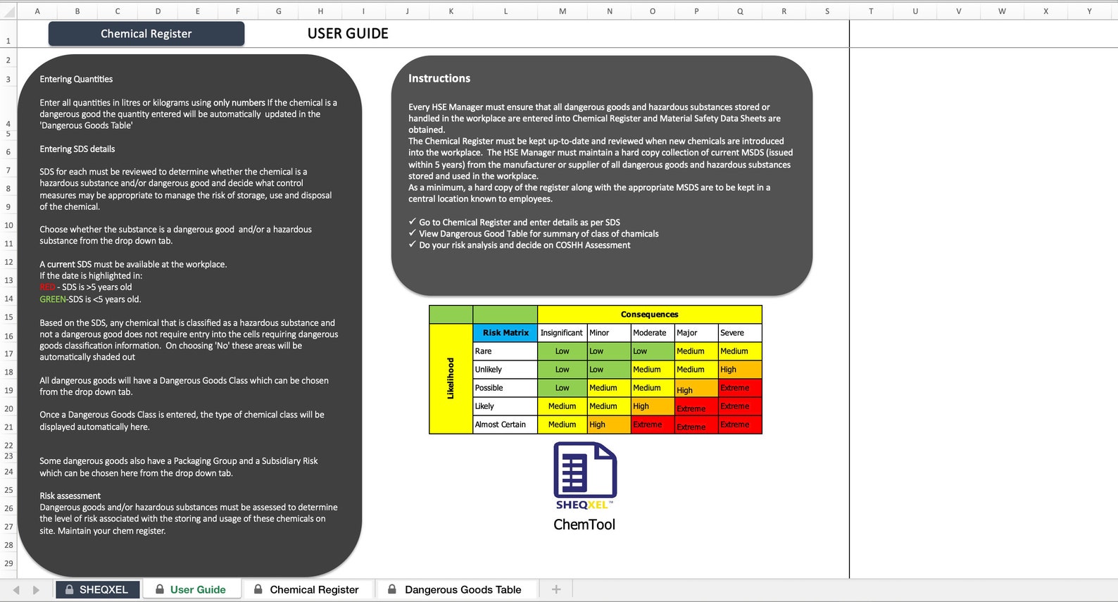 Chemical Register | Health and Safety Template | Chemtool | Excel ...