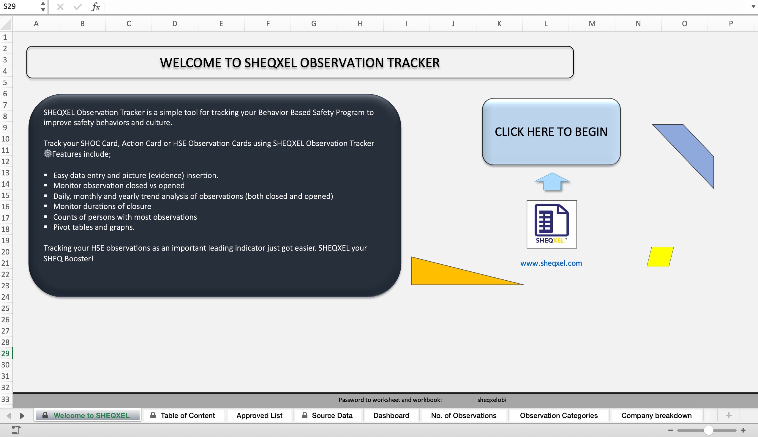 HSE Observation Tracker: Behavior Based Safety Dashboard (excel ...