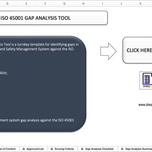 ISO 45001 Gap Analysis Tool | Health and Safety Dashboard | Excel ...