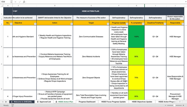 HSSE Action Plan Health and Safety Template Health, Safety, Security ...