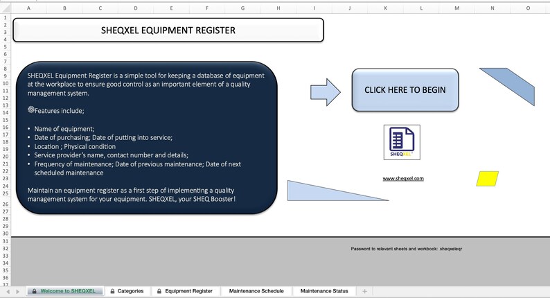Equipment Register Health and Safety Template Excel | Etsy Australia