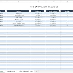 Fire Extinguisher Register Health and Safety Template | Etsy