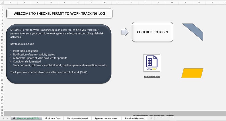 Permit to Work Tracking Log | Health and Safety Template | Excel ...