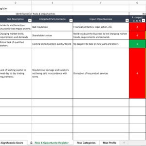 Risk and Opportunity Register | Health and Safety Template - Etsy