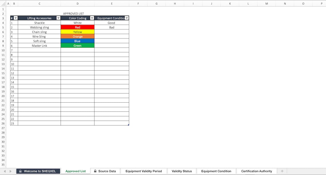 Lifting Gear Register | Health and Safety Template | Excel Template ...