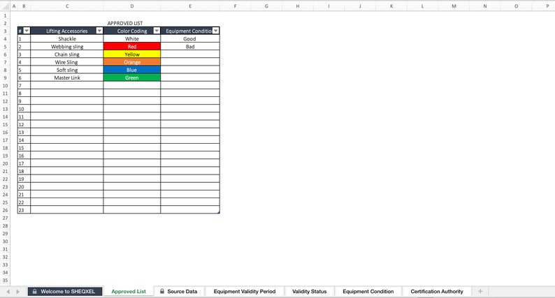 Lifting Gear Register | Health and Safety Template | Excel Template ...