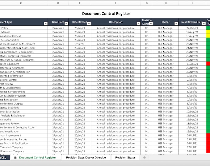Daily Action Tracker Health and Safety Template Excel Template - Etsy ...