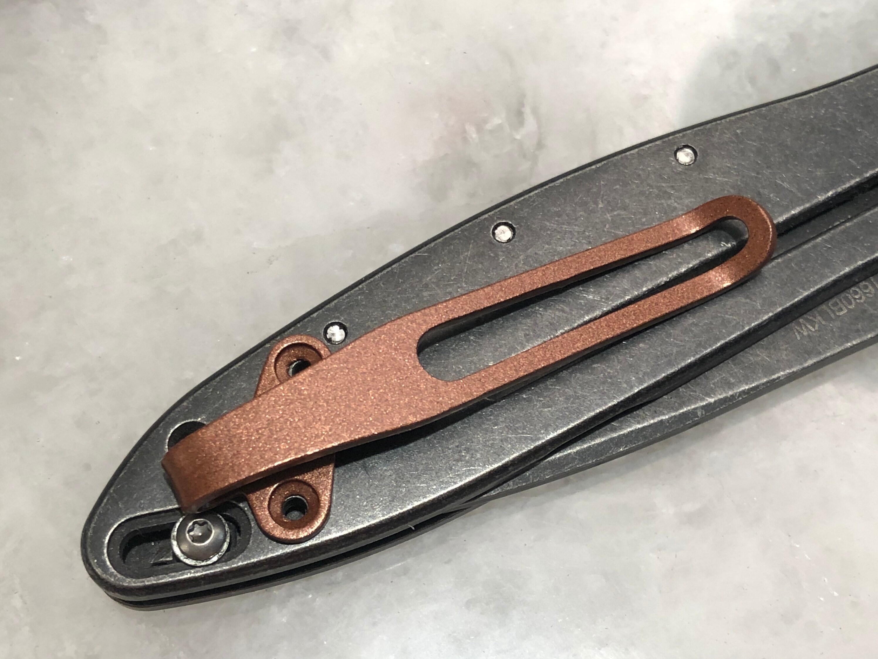 Flat Copper Titanium Deep Carry Pocket Clip for Kershaw Leek 1660 Knife ...