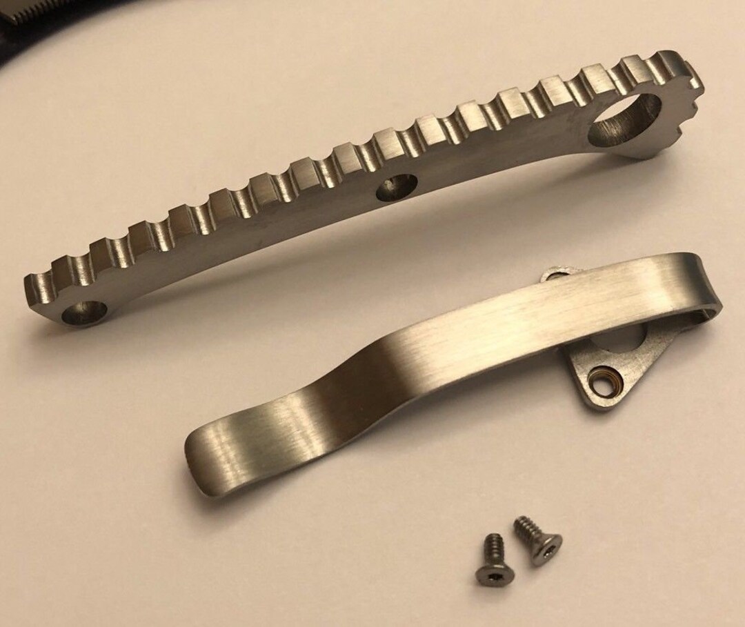 Titanium Back Spacer and Pocket Clip Set for Spyderco Military Pocket ...