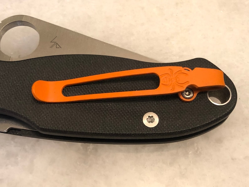 Flat Orange Titanium Deep Carry Clip for Spyderco Paramilitary 2 Para 3 ...