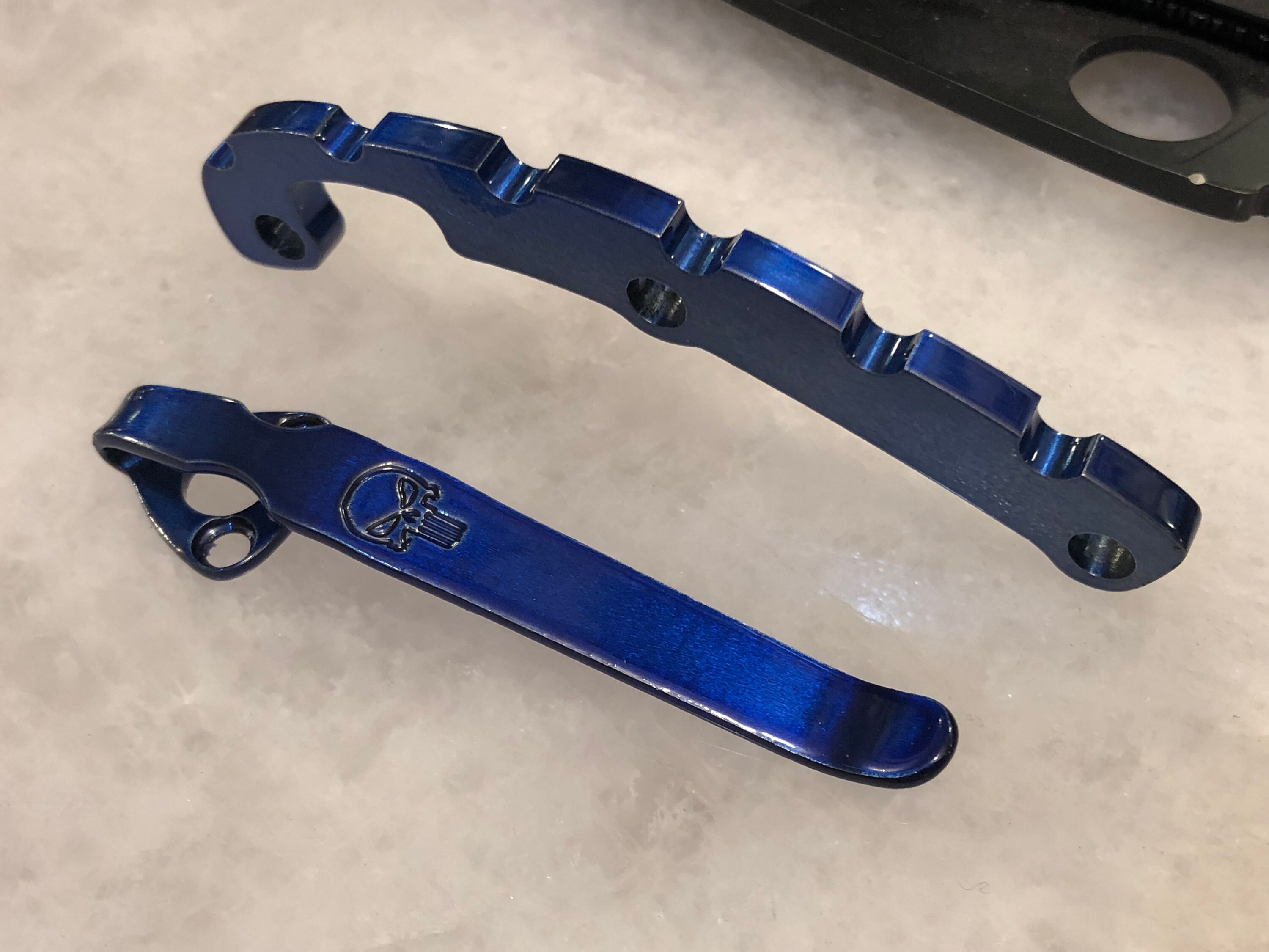 Blue Titanium Back Spacer & Deep Pocket Clip Set Made for Spyderco ...