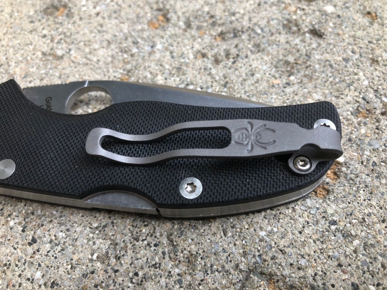 Gray Titanium Deep Carry Pocket Clip Made for Spyderco Native 5 G10 ...
