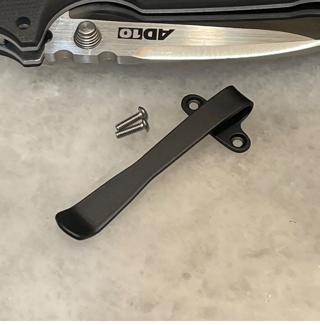 Left Hand Black Titanium Deep Carry Pocket Clip for Cold Steel AD10 ...