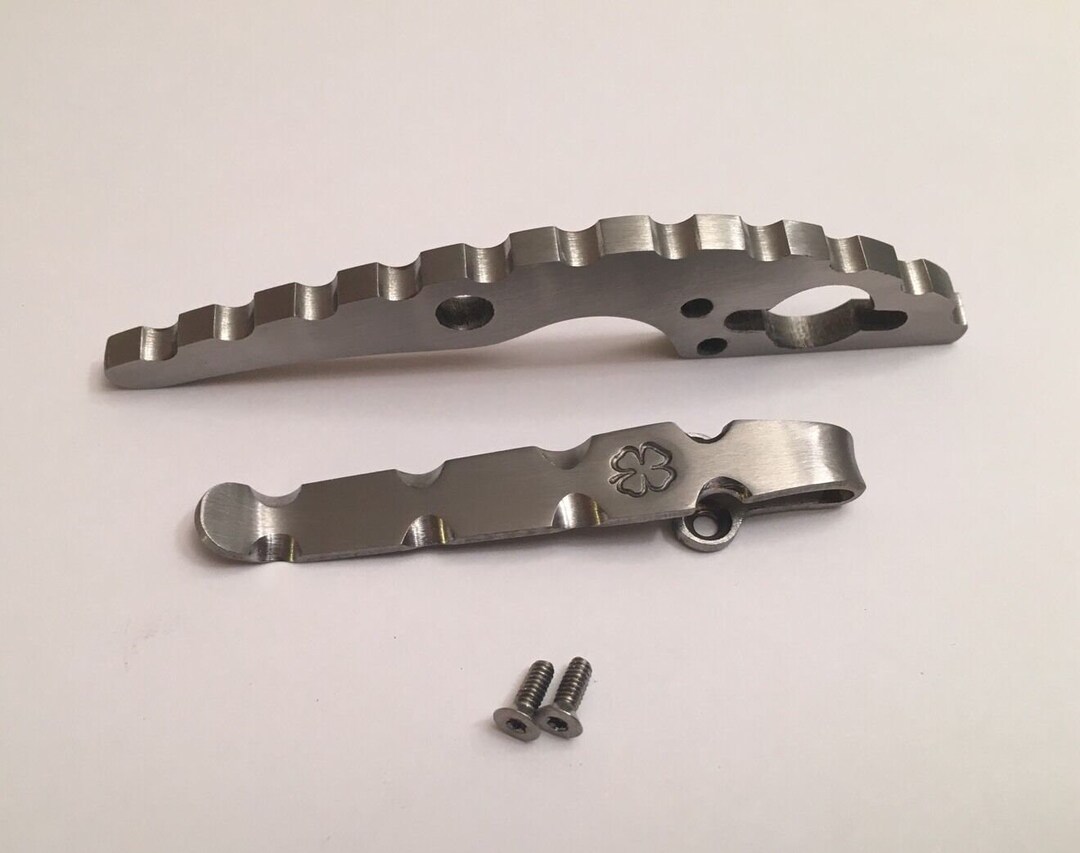 Satin Finish Titanium Back Spacer and Pocket Clip Set for Spyderco ...