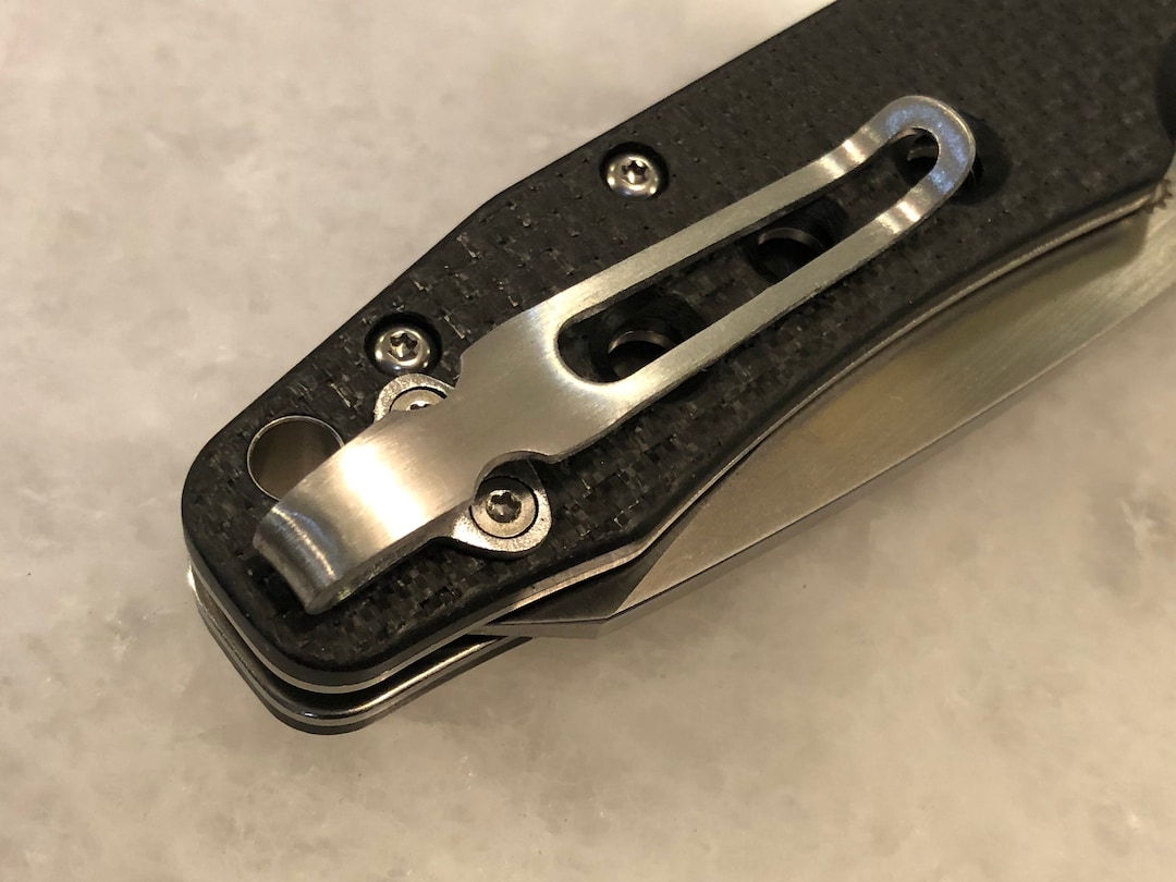 Plain Satin Titanium Deep Carry Pocket Clip Made for Spyderco C240CFP ...