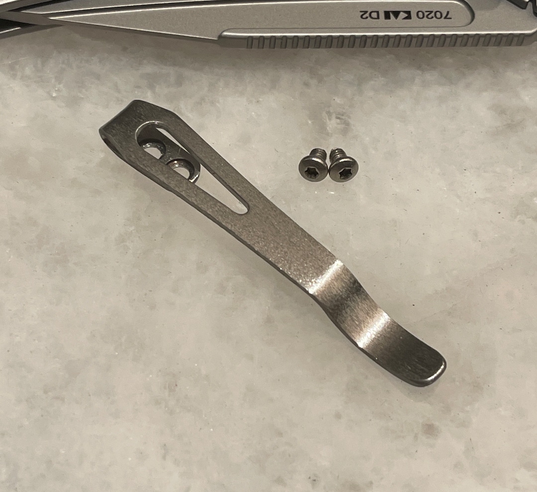 Raw Titanium Deep Carry Pocket Clip for Kershaw 7020 Highball XL Knife ...