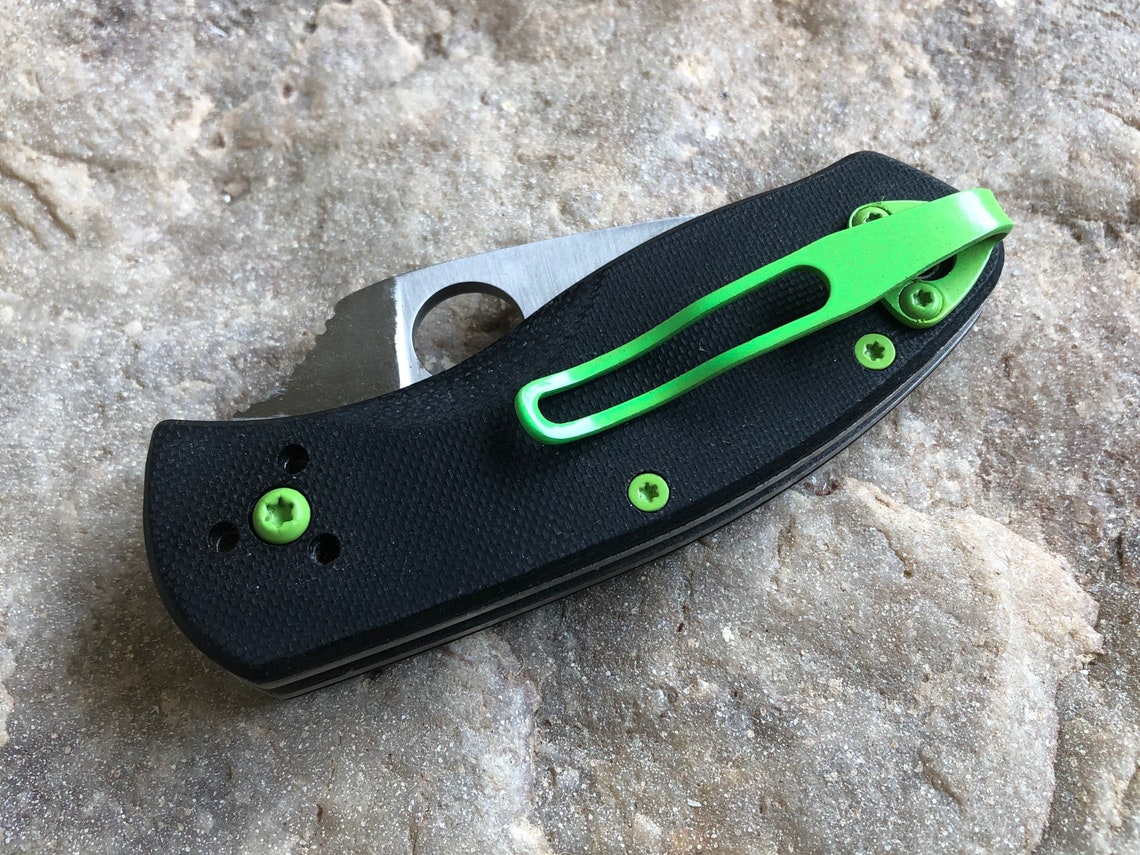 Zombie Green Titanium Deep Carry Pocket Clip for Spyderco - Etsy