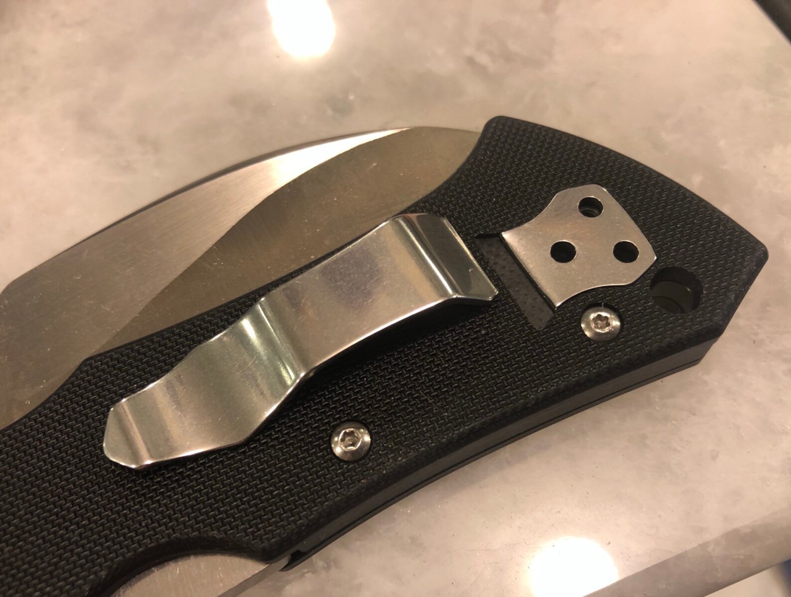 Satin Titanium Deep Carry Pocket Clip for Cold Steel Black Talon II ...