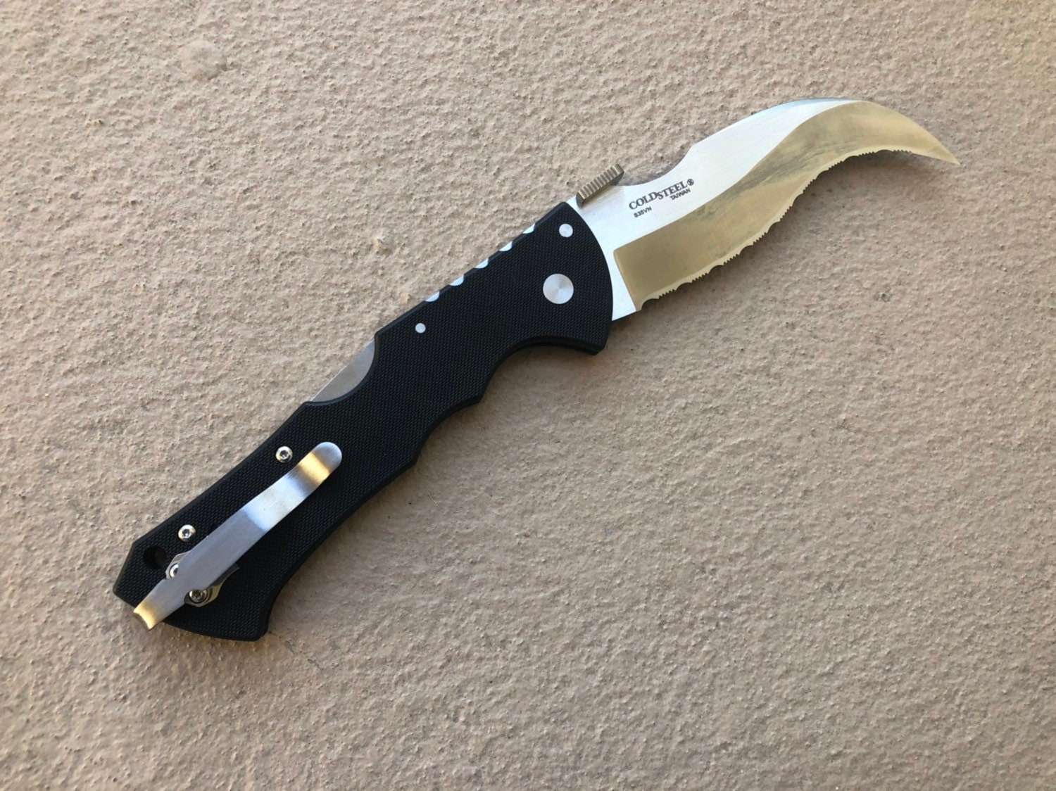 Satin Titanium Deep Carry Pocket Clip for Cold Steel Black Talon II ...