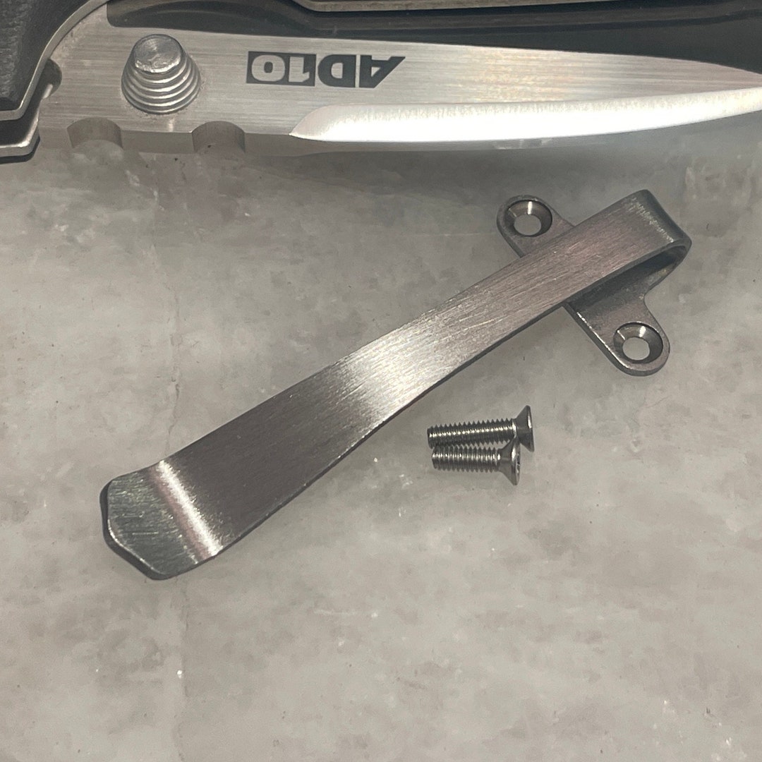 Satin Titanium Deep Carry Pocket Clip for Cold Steel AD10 Knife AD-10 ...